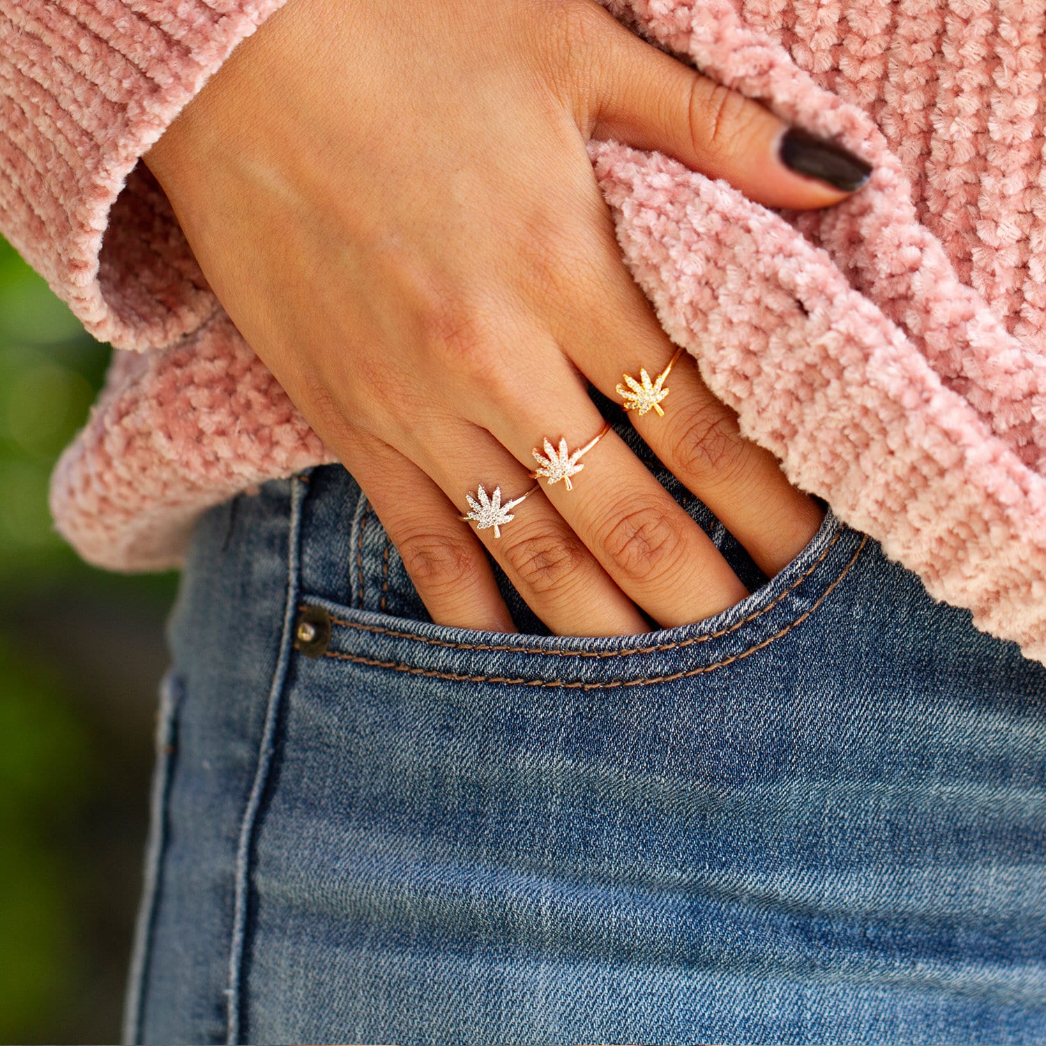 14k Dipped Dainty Cannabis Ring | Etsy
