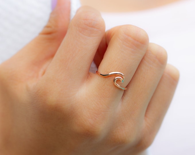 Ocean Wave Ring. Dainty Wave Ring. Rose Gold, Silver, Gold. Gold Dipped ...