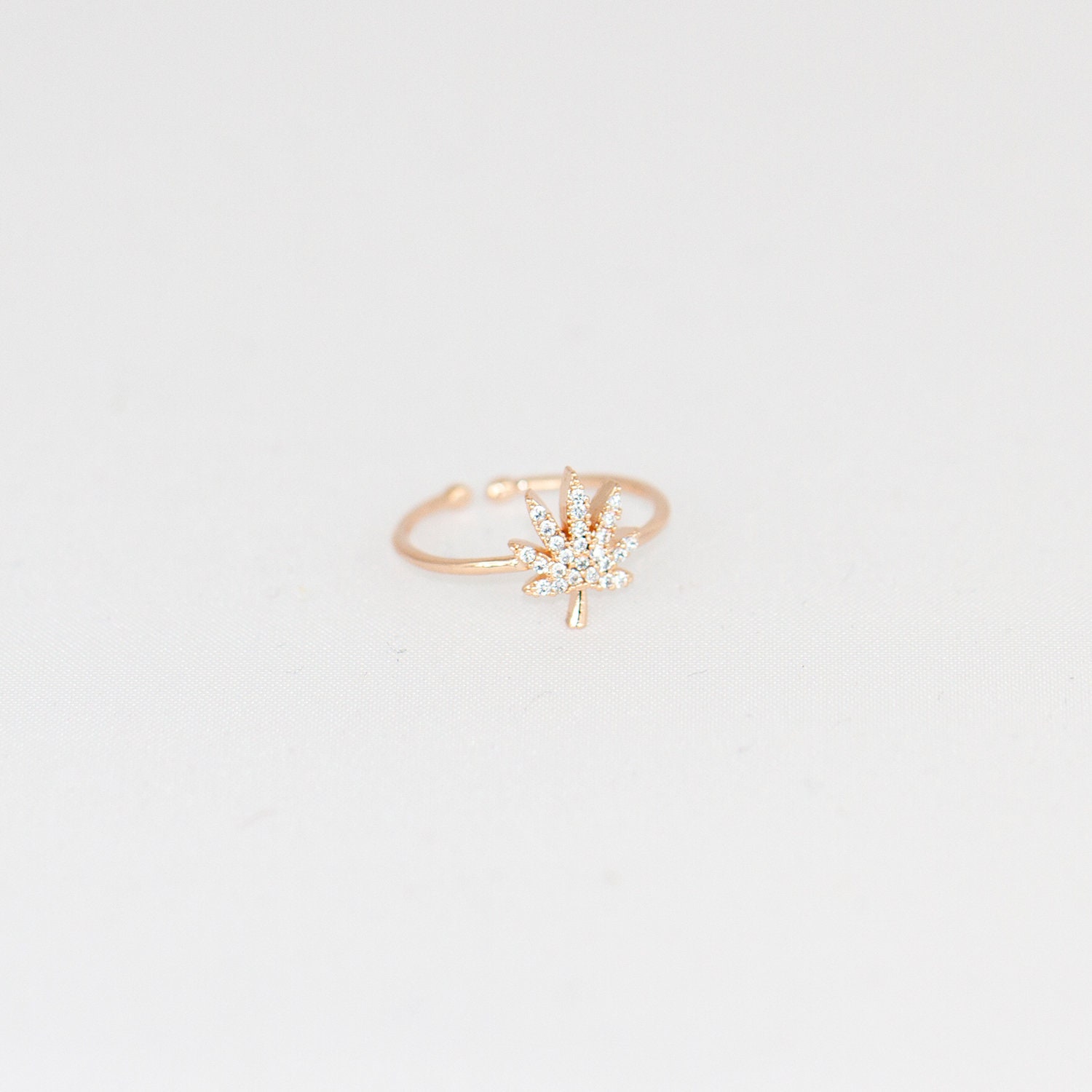 14k Dipped Dainty Cannabis Ring | Etsy