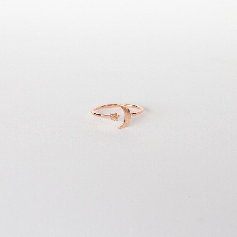 Star Crescent Moon Dainty Ring Celestial Jewelry Star and - Etsy