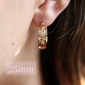 Virgin Mary Full Loop Hoop Earrings Gold Filled - Etsy