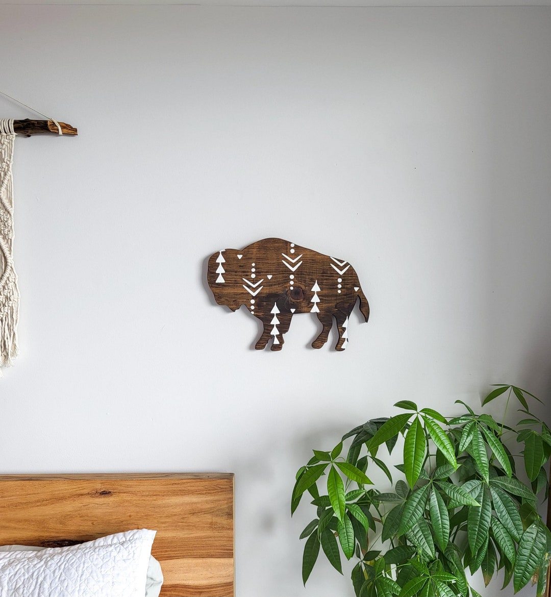 Aztec Buffalo Wooden Wall Decoration: Southwestern Rustic Decor - Etsy