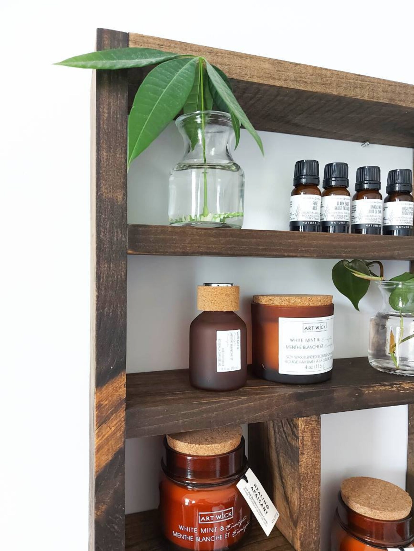 Medium Essential Oils Shelf - Wood Wall Decor - Aromatherapy Shelf ...