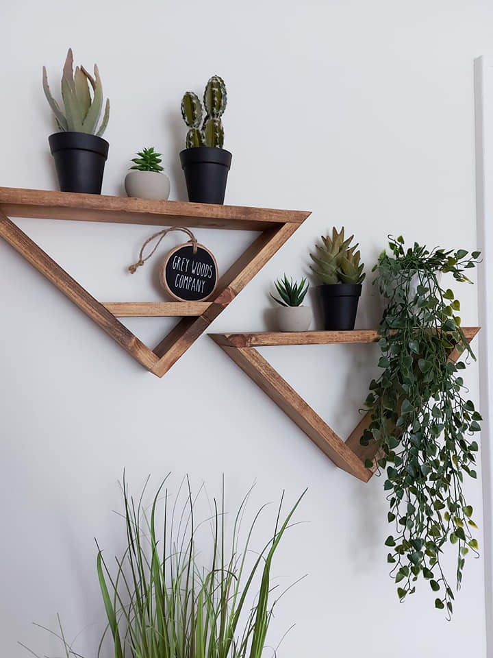 2 Set Triangle Wood Shelves Wood Shelves Rustic Decor - Etsy