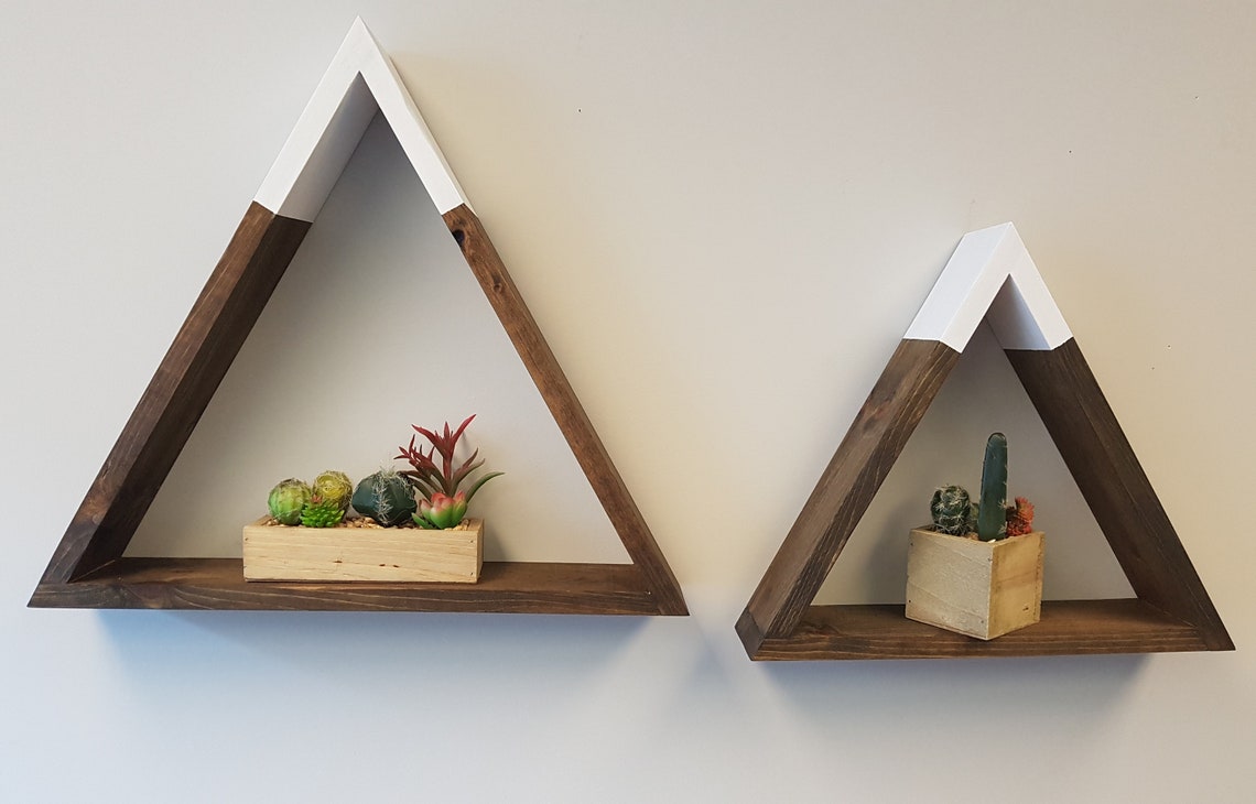 Mountain Peak Wood Shelves Triangle Shelves Adventure - Etsy