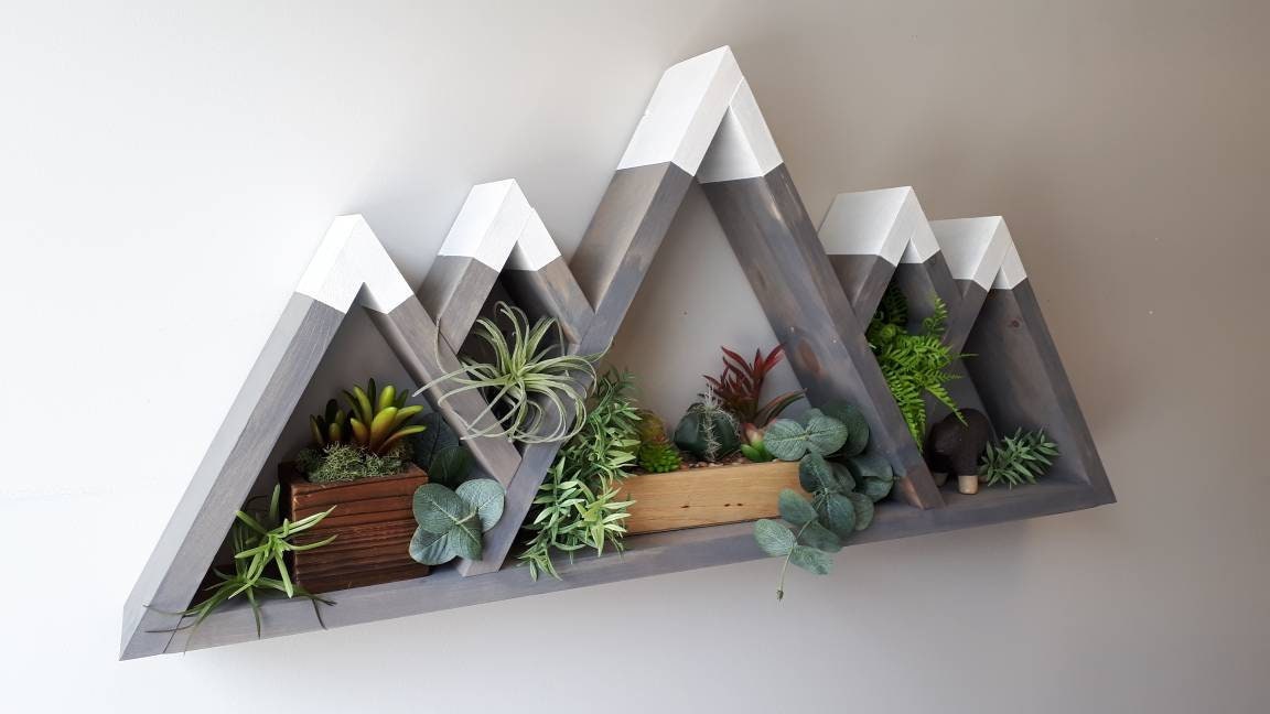 Five Peak Wood Mountain Shelf Wood Mountain Shelf Wall - Etsy Canada