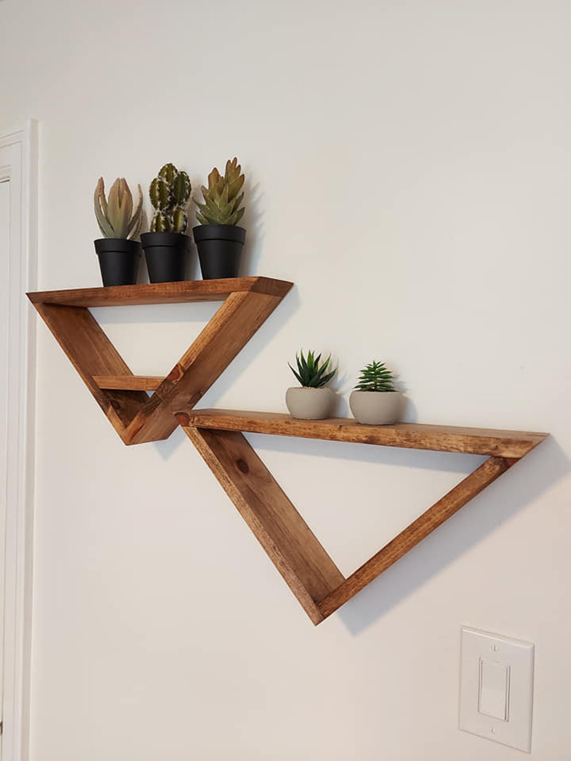 2 Set Triangle Wood Shelves Wood Shelves Rustic Decor - Etsy