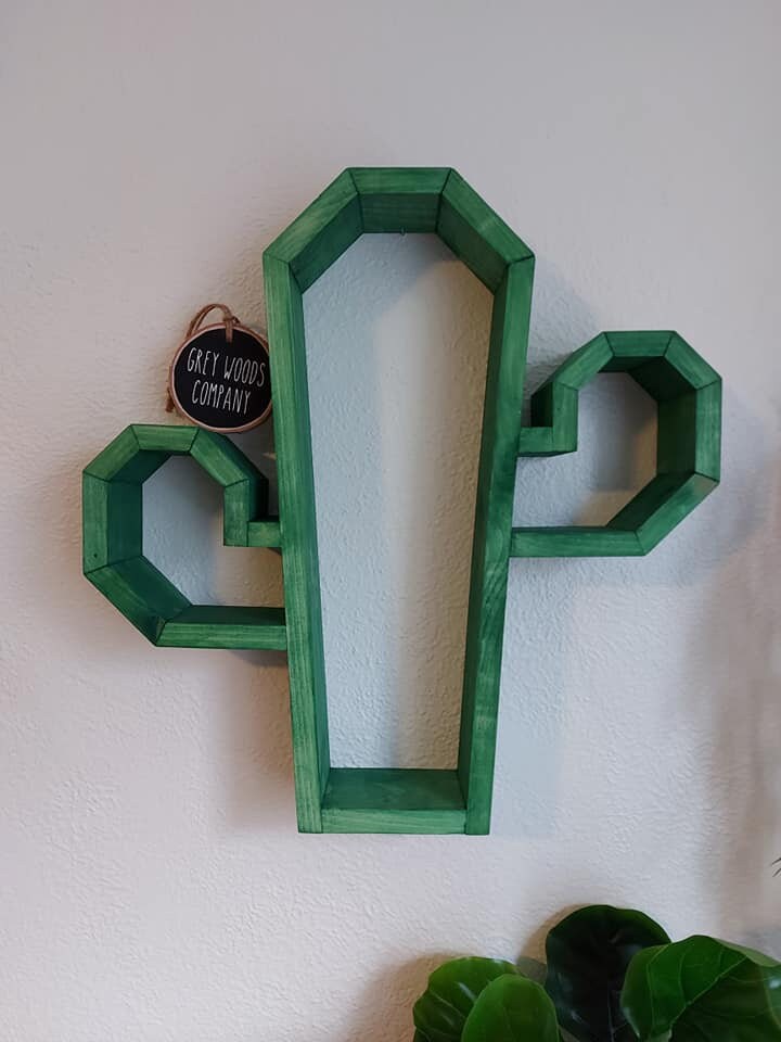 Cactus Wood Shelf - Plant Lover Decor - Cactus Decor - Succulents ...