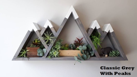 Five Peak Wood Mountain Shelf Wood Mountain Shelf Wall - Etsy