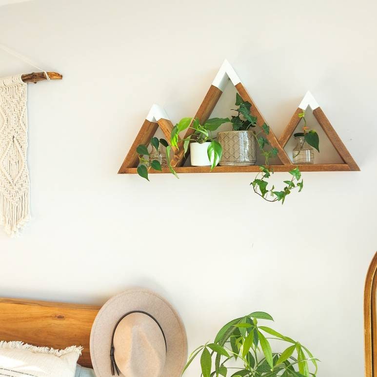 Tri-peak Wood Mountain Shelf - Adventure Decor - Mountain Decor - Wood ...