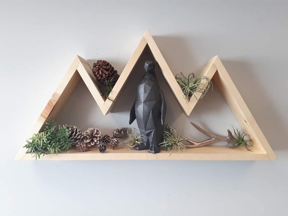 Geometric Tri-peak Wood Mountain Shelf Rustic Decor Wall - Etsy
