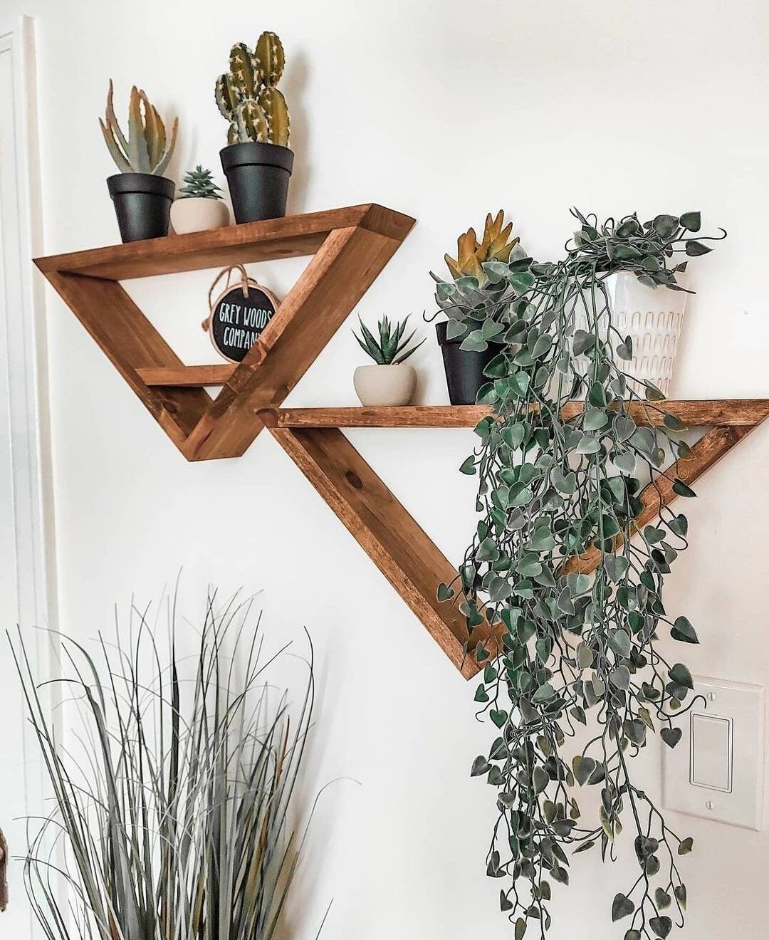 2 Set Triangle Wood Shelves Wood Shelves Rustic Decor | Etsy