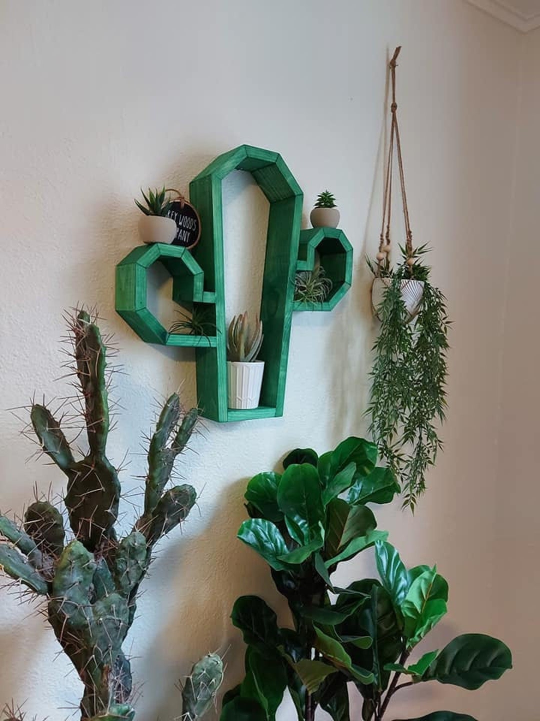 Cactus Wood Shelf - Plant Lover Decor - Cactus Decor - Succulents ...