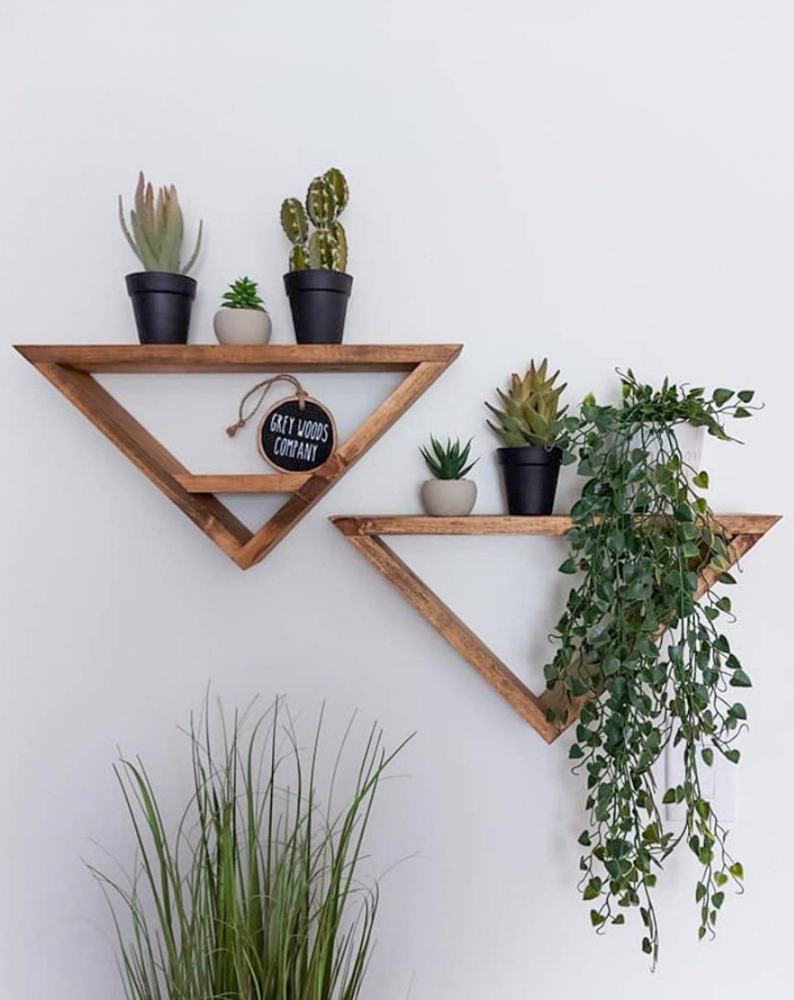2 Set Triangle Wood Shelves Wood Shelves Rustic Decor - Etsy