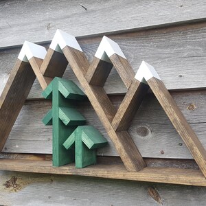 Rustic Tree Wood Mountain Shelf - Wall Hangings - Rustic Decor ...