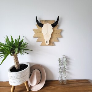 Aztec Bull Head Wood Wall Art - Wall Decor - Adventure Decor - Bullhead ...