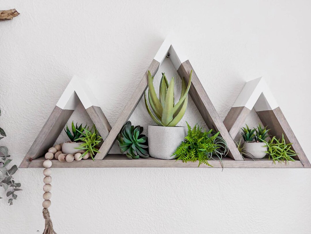 Tri-peak Wood Mountain Shelf - Adventure Decor - Mountain Decor - Wood ...