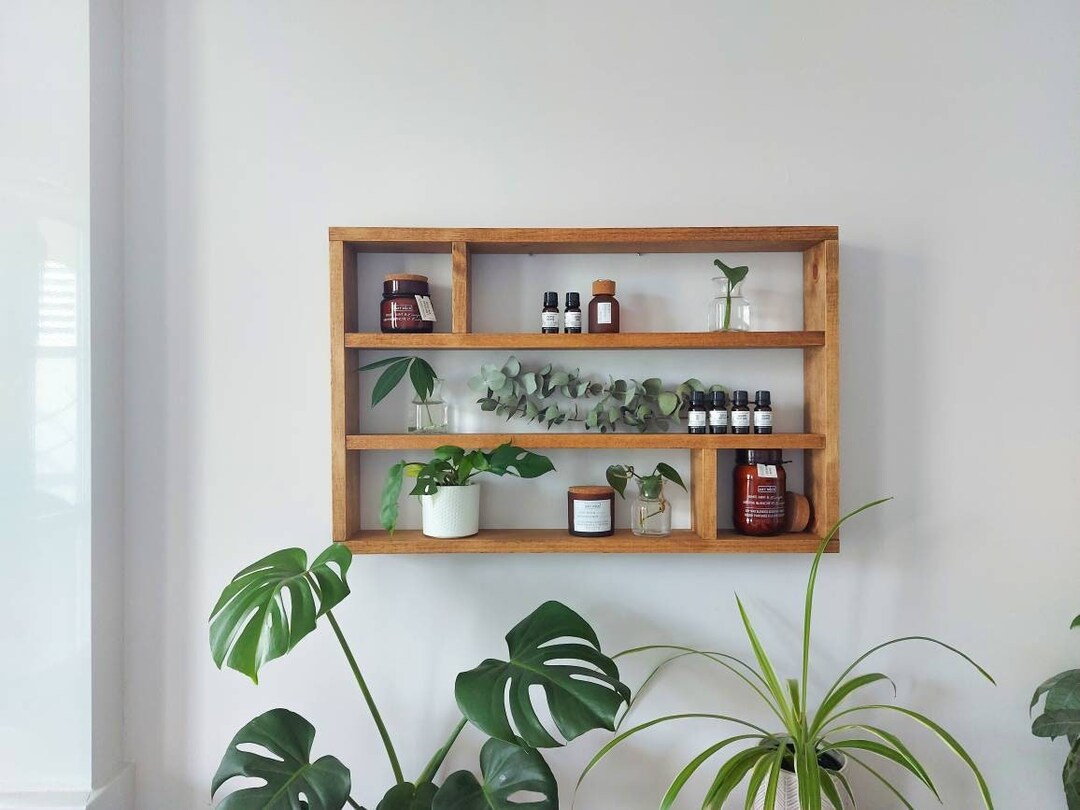 Long Essential Oils Wood Shelf - Wood Wall Decor - Aromatherapy Shelf ...