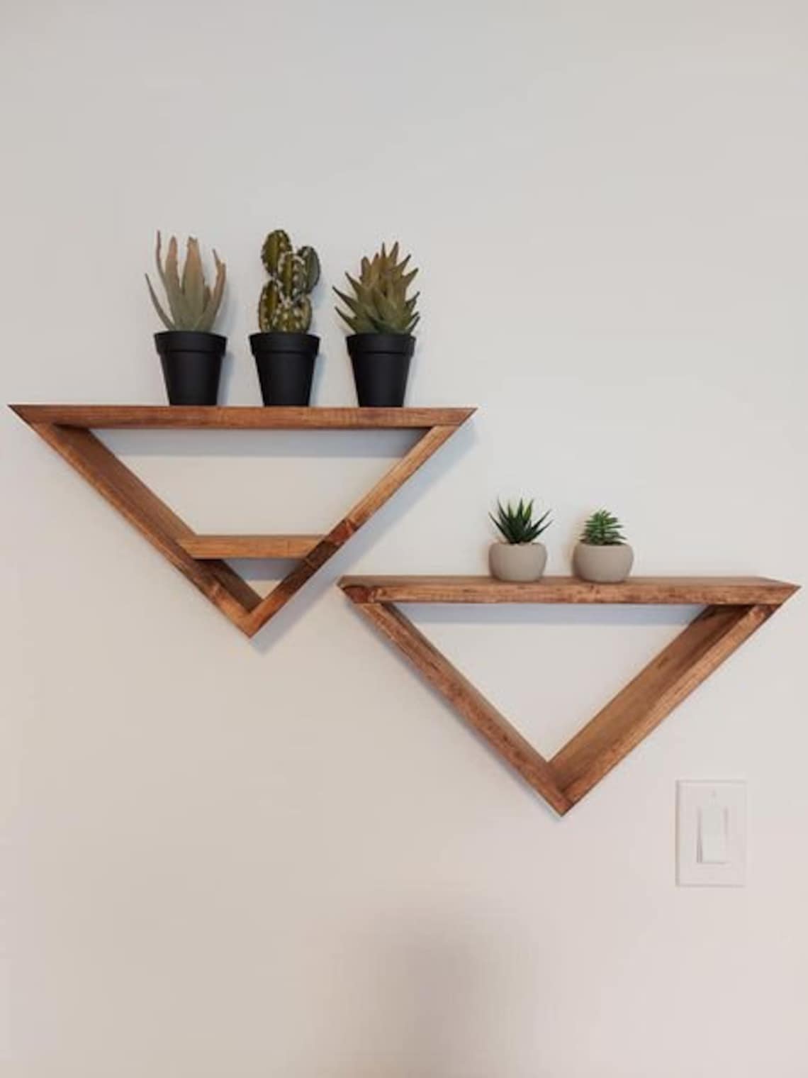 2 Set Triangle Wood Shelves Wood Shelves Rustic Decor - Etsy