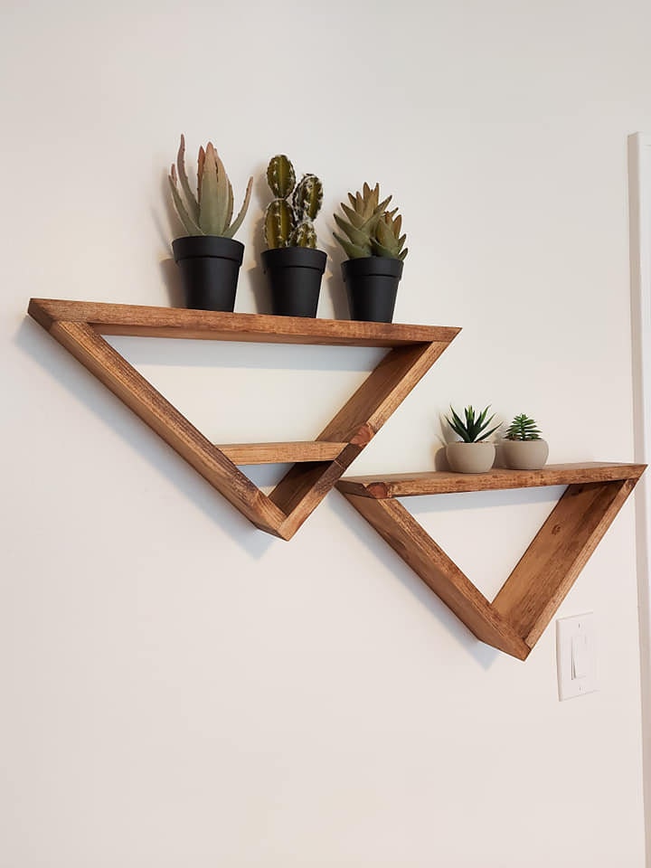 2 Set Triangle Wood Shelves Wood Shelves Rustic Decor - Etsy