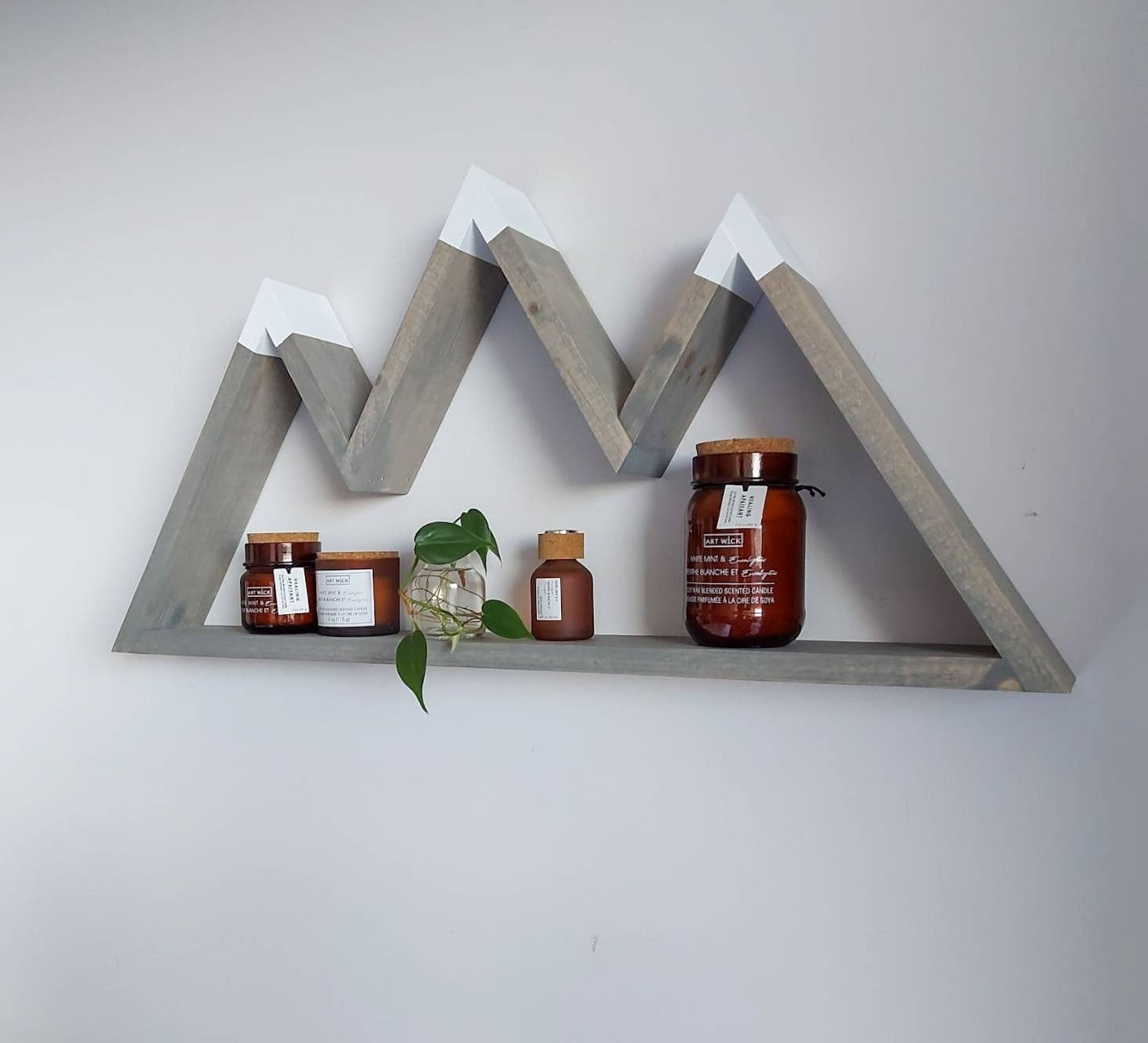 Geometric Tri-peak Wood Mountain Shelf Rustic Decor Wall - Etsy
