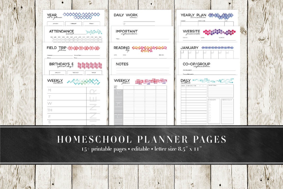 Homeschool Planner Pages - Editable & Printable - Etsy