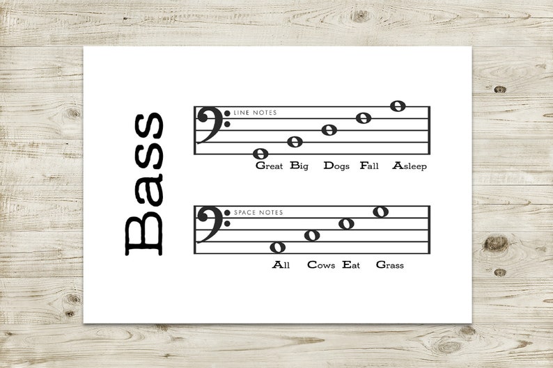 Treble & Bass Clef Note Charts Printable 5"x7" - Etsy