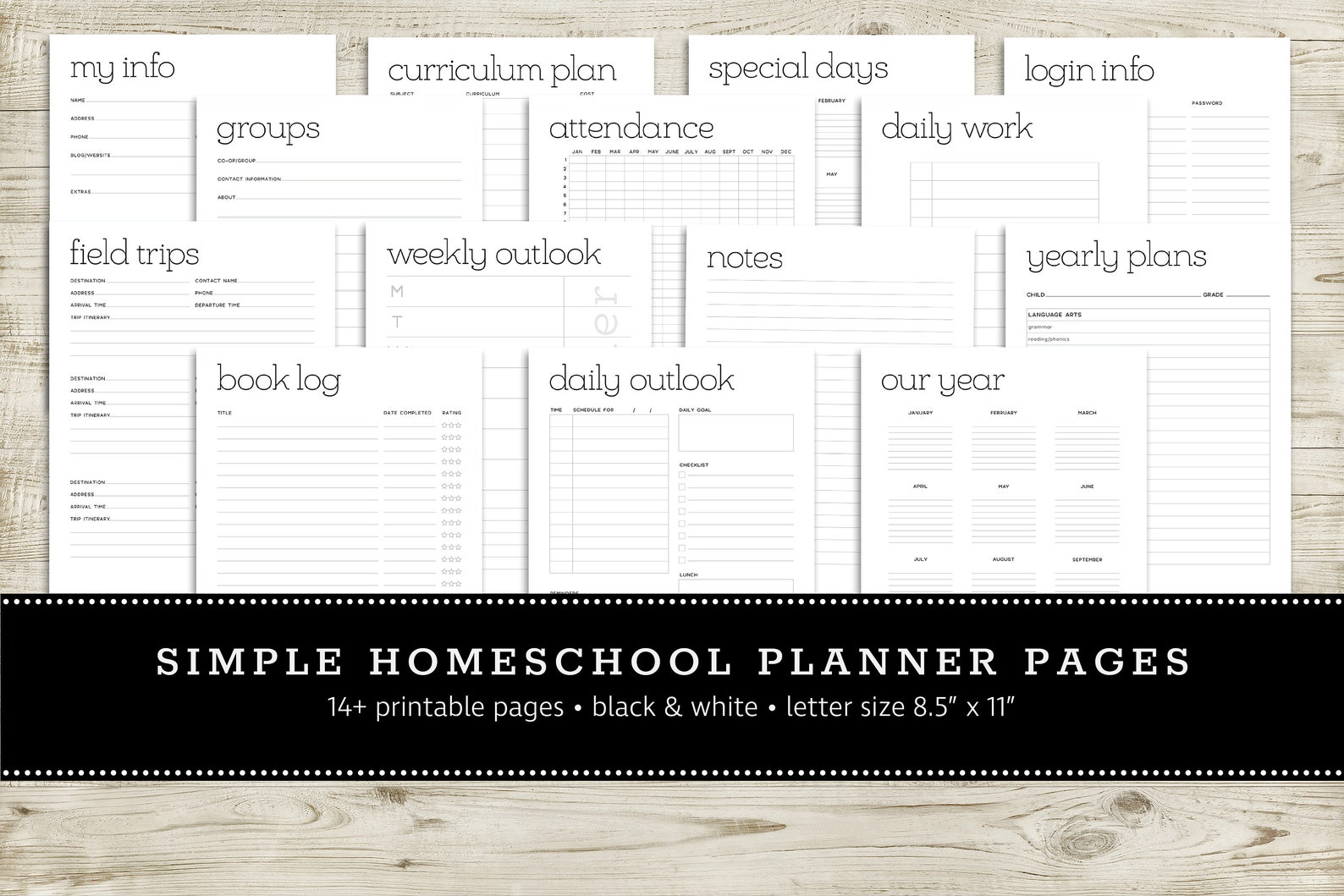 Simple Homeschool Planner Pages - Printable - Etsy