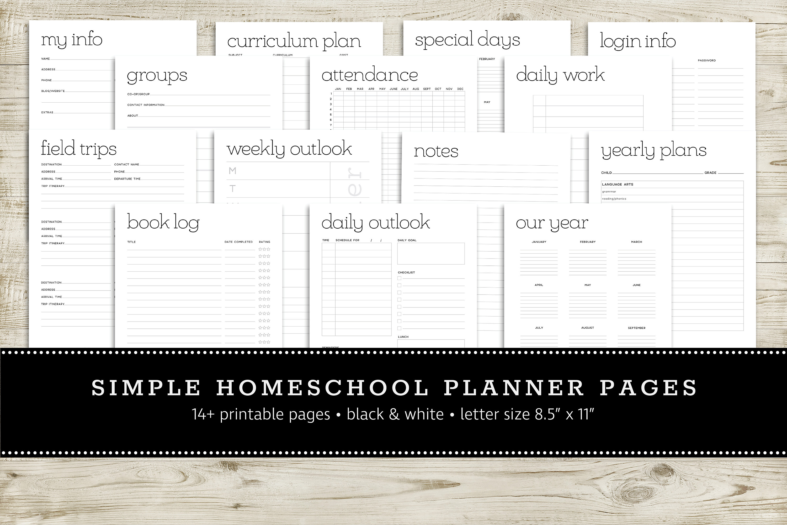 Simple Homeschool Planner Pages - Printable - Etsy