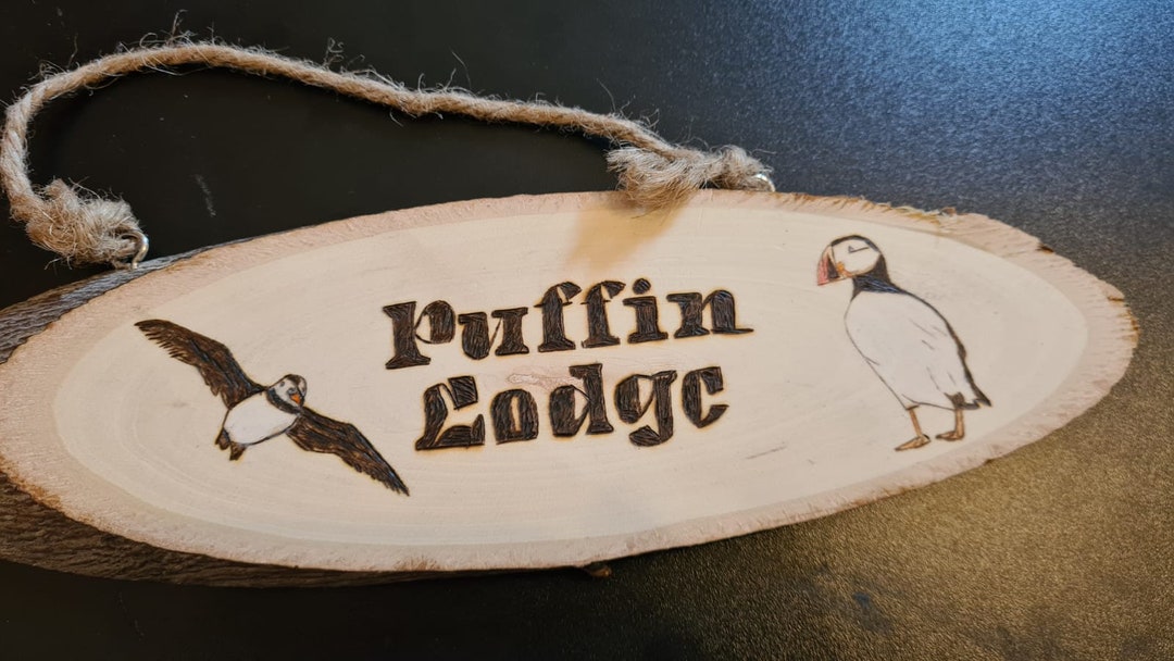 Personalised Wooden Slice Sign - Decorative Wall Hanging - Hand Drawn ...