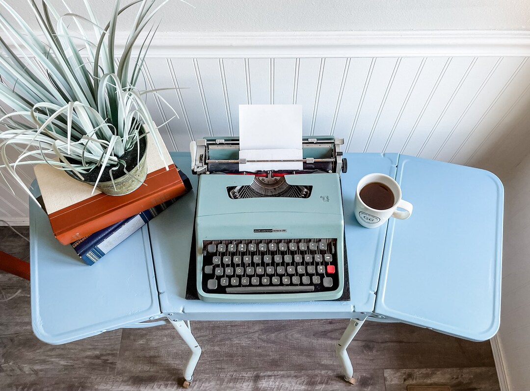 Vintage Typing Table With Wooden Rollers Repainted - Etsy