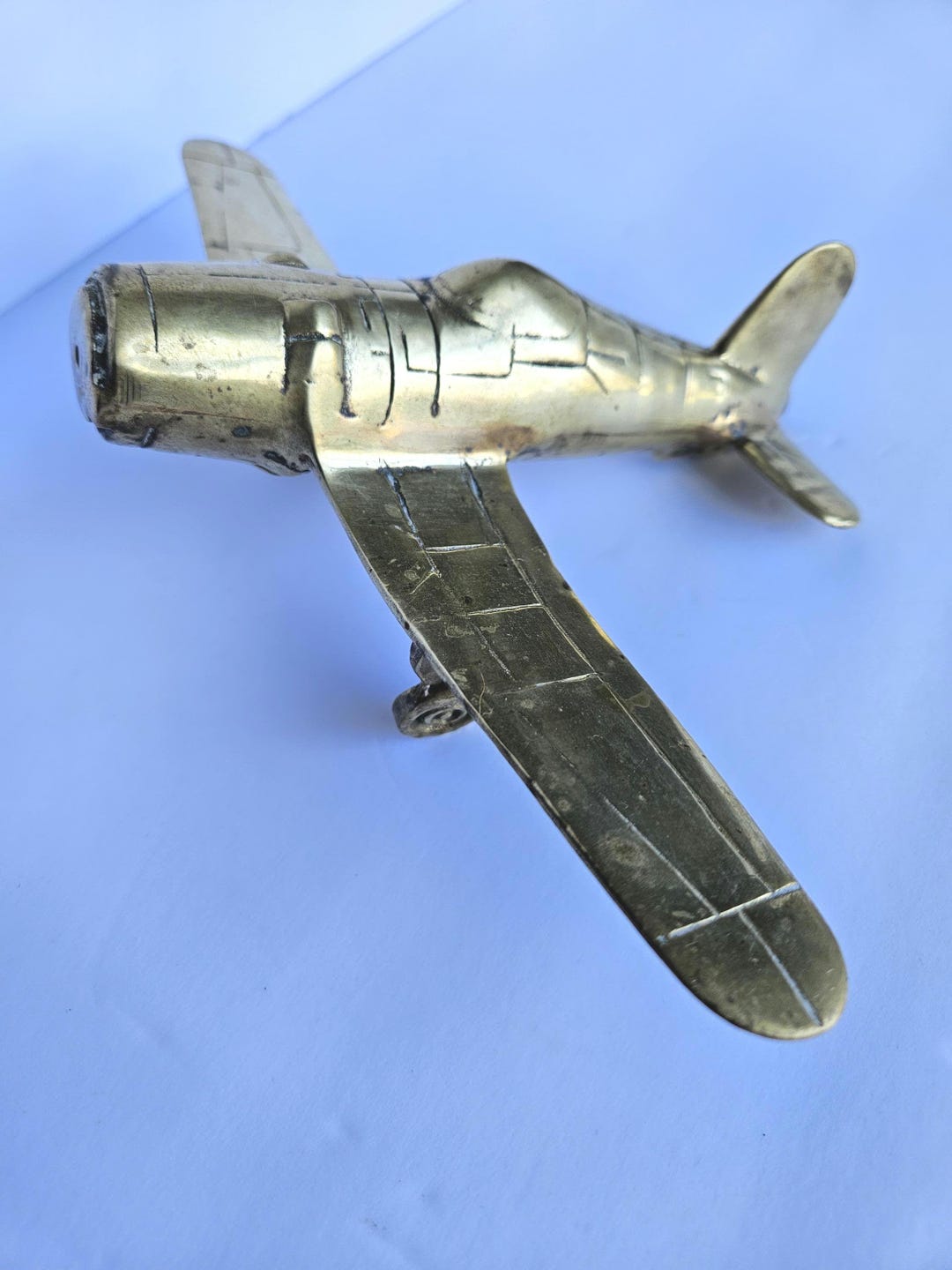 Vintage Solid Brass Airplane Model | Aviation Decor - Etsy