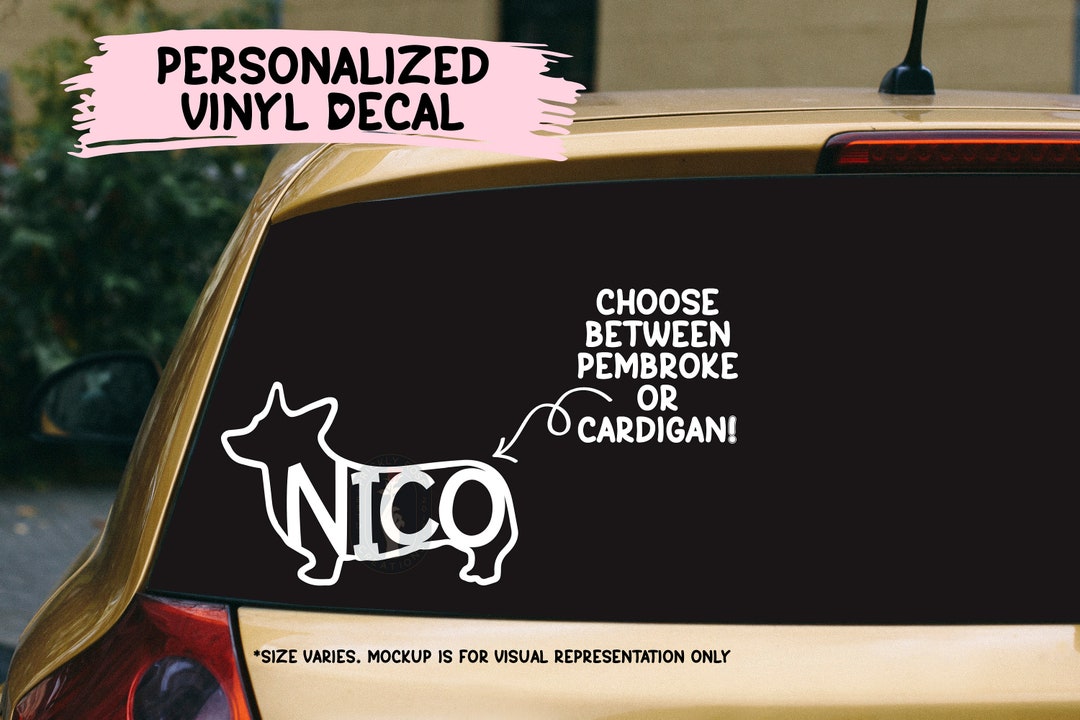 Custom Corgi Decal, Corgi Car Decal, Personalized Corgi Sticker, Corgi ...