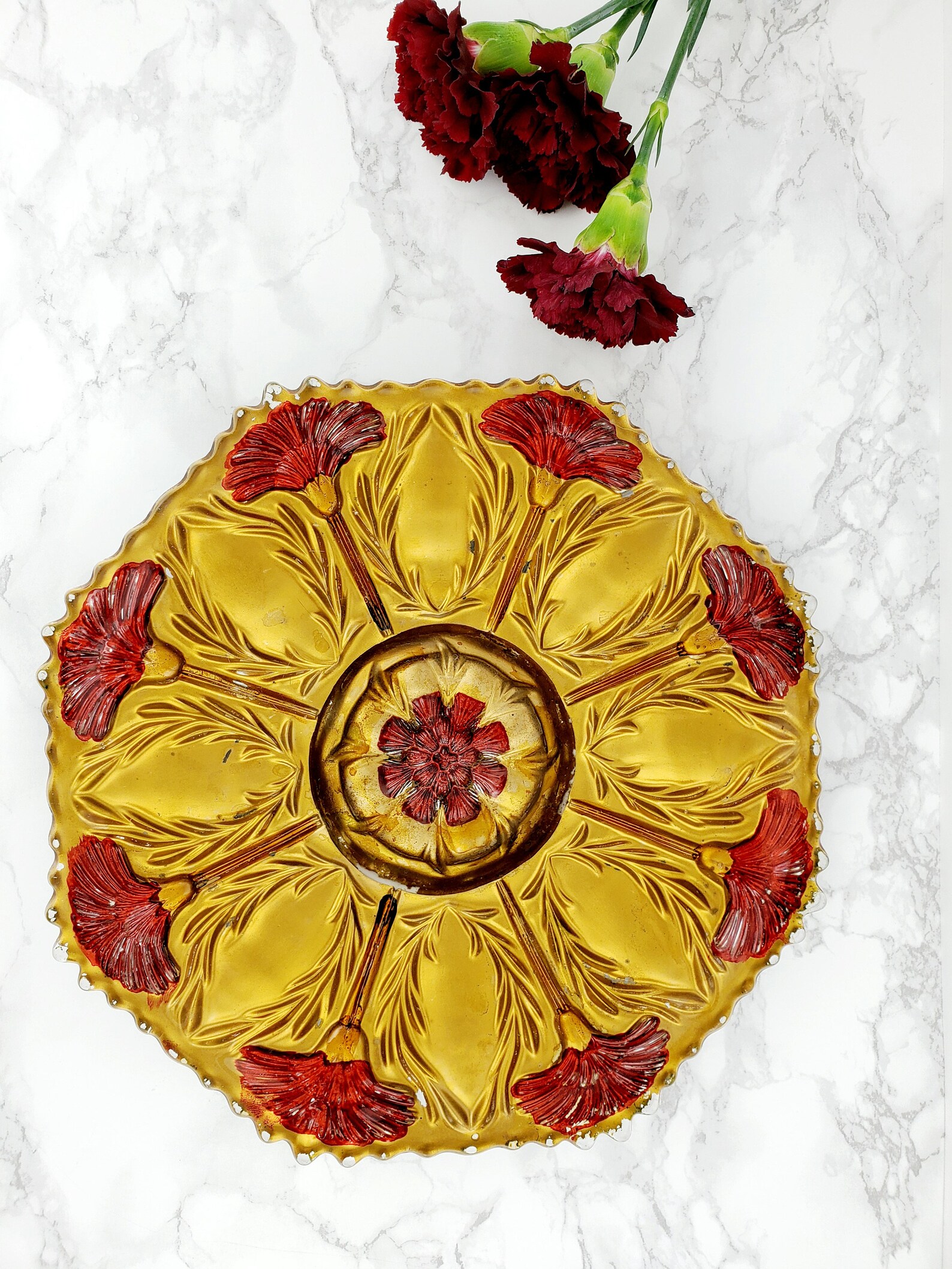 STUNNING Lancaster Glass Carnation Pattern Goofus Glass - Etsy