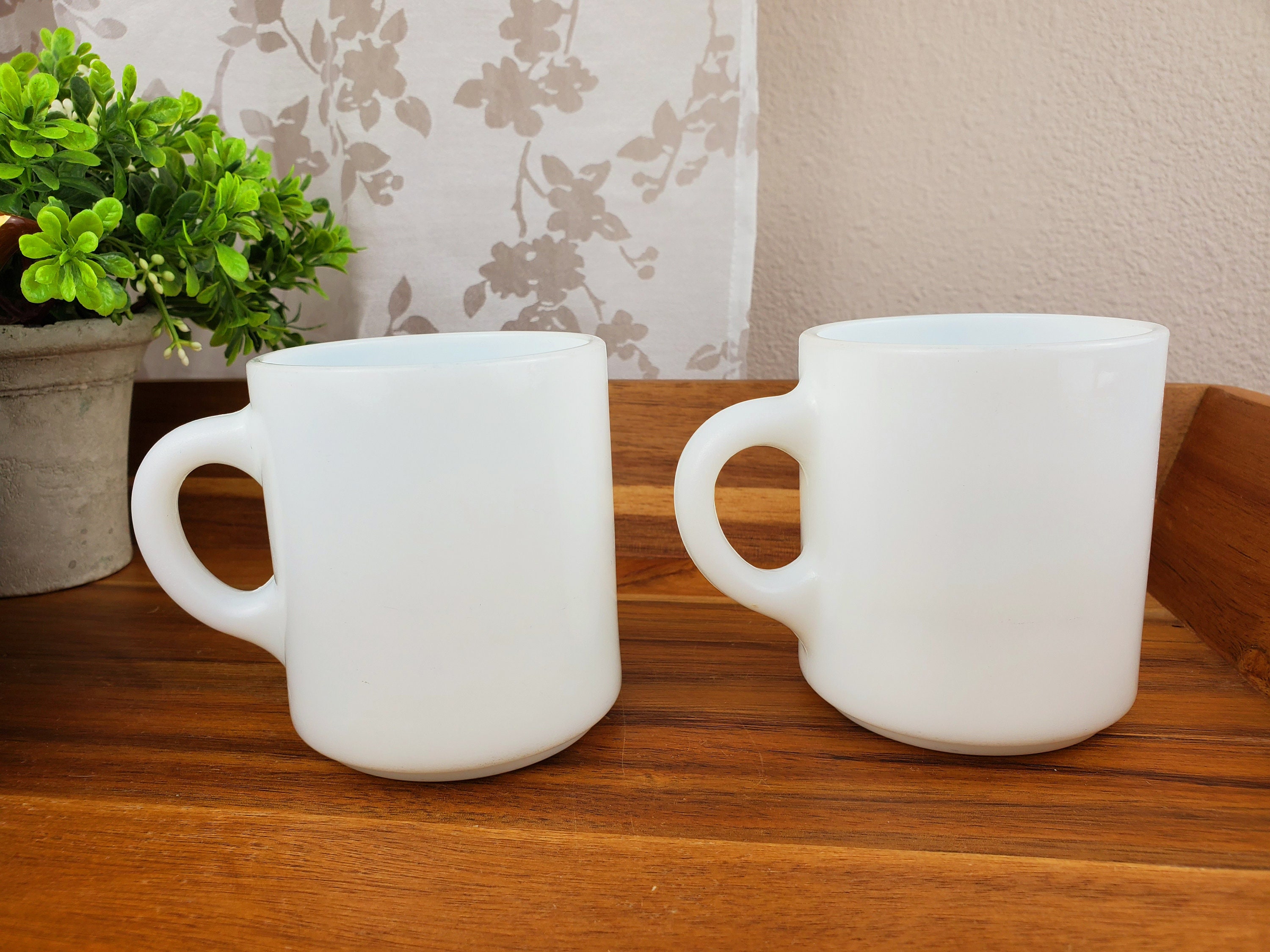PAIR of Mugs Set of 2 Milk Glass Coffee Mugs Two Milkglass | Etsy