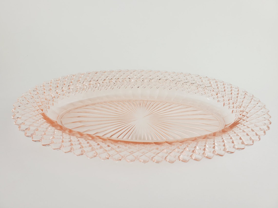 Hocking Glass Co Pink Depression Glass Miss America Pattern Oval Tray ...
