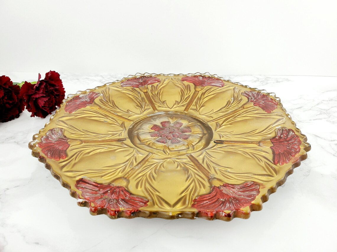 STUNNING Lancaster Glass Carnation Pattern Goofus Glass - Etsy