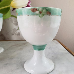 SET of 3! Unique Handpainted Porcelain Goblets, Sea Glass Blue ...