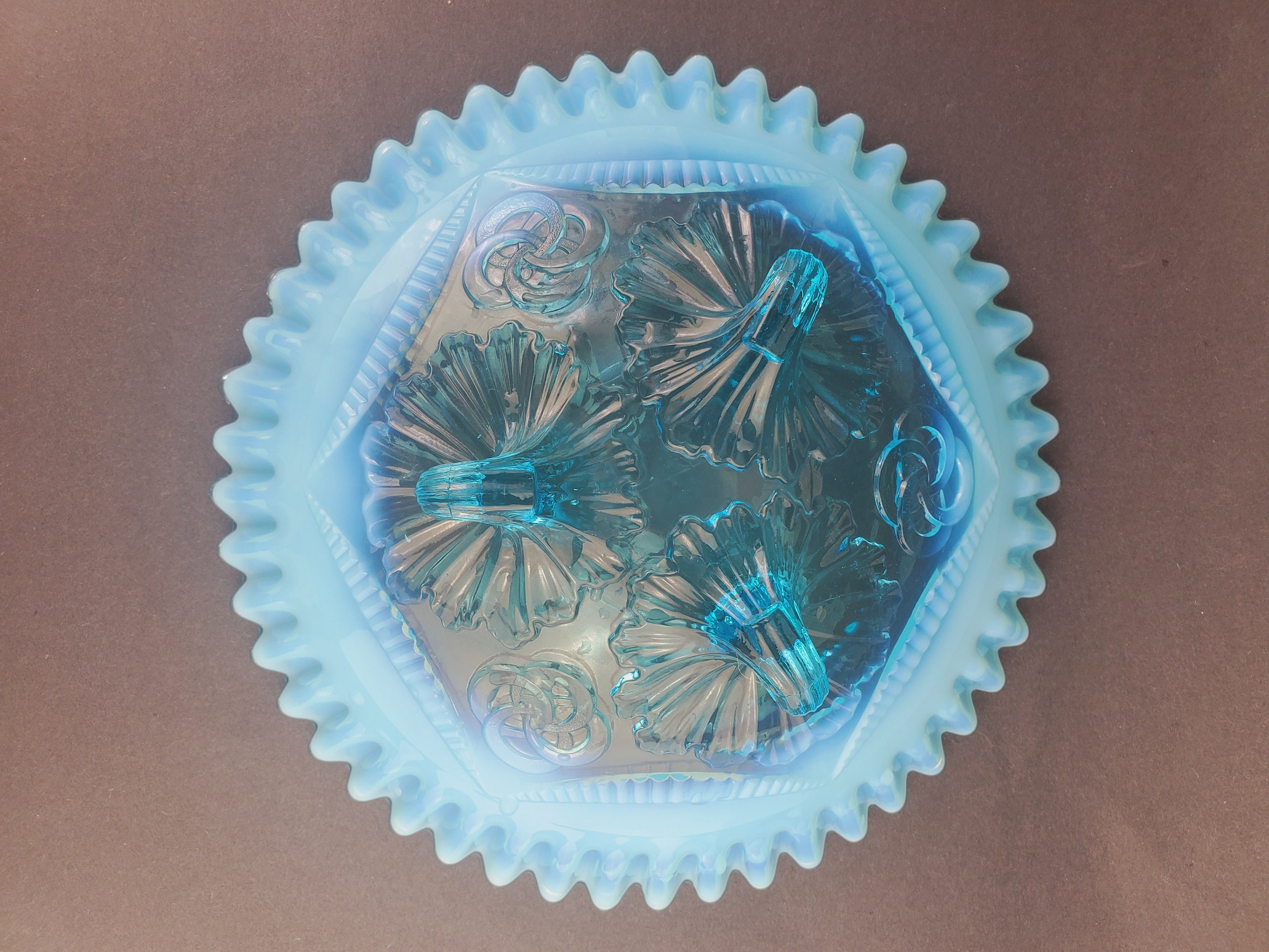 STUNNING Blue Northwood Ruffles and Rings Pattern Opalescent | Etsy