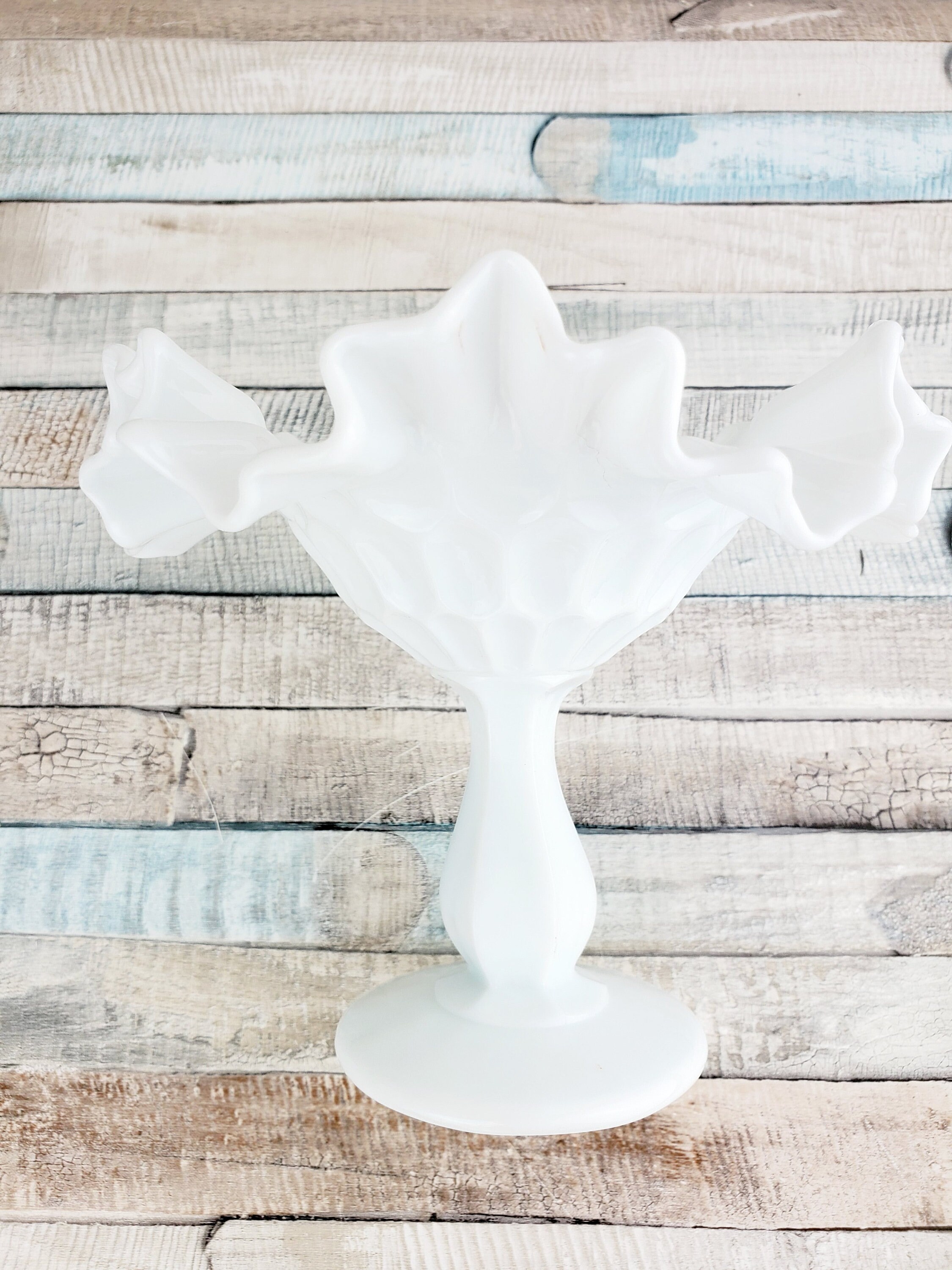 Fenton Fingerprint Pattern Milk Glass Footed Compote, Milkglass ...