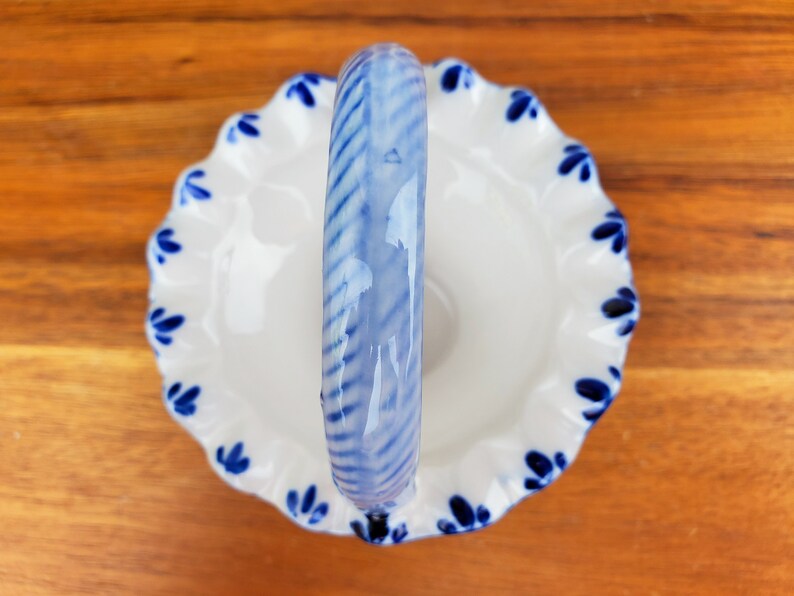 Delft Blue Handpainted Miniature Porcelain Basket With Windmill Scene ...