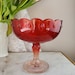 Lovely Ombre Red Indiana Glass Teardrop Compote, Footed Planter, Vase ...