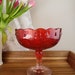 Lovely Ombre Red Indiana Glass Teardrop Compote, Footed Planter, Vase ...