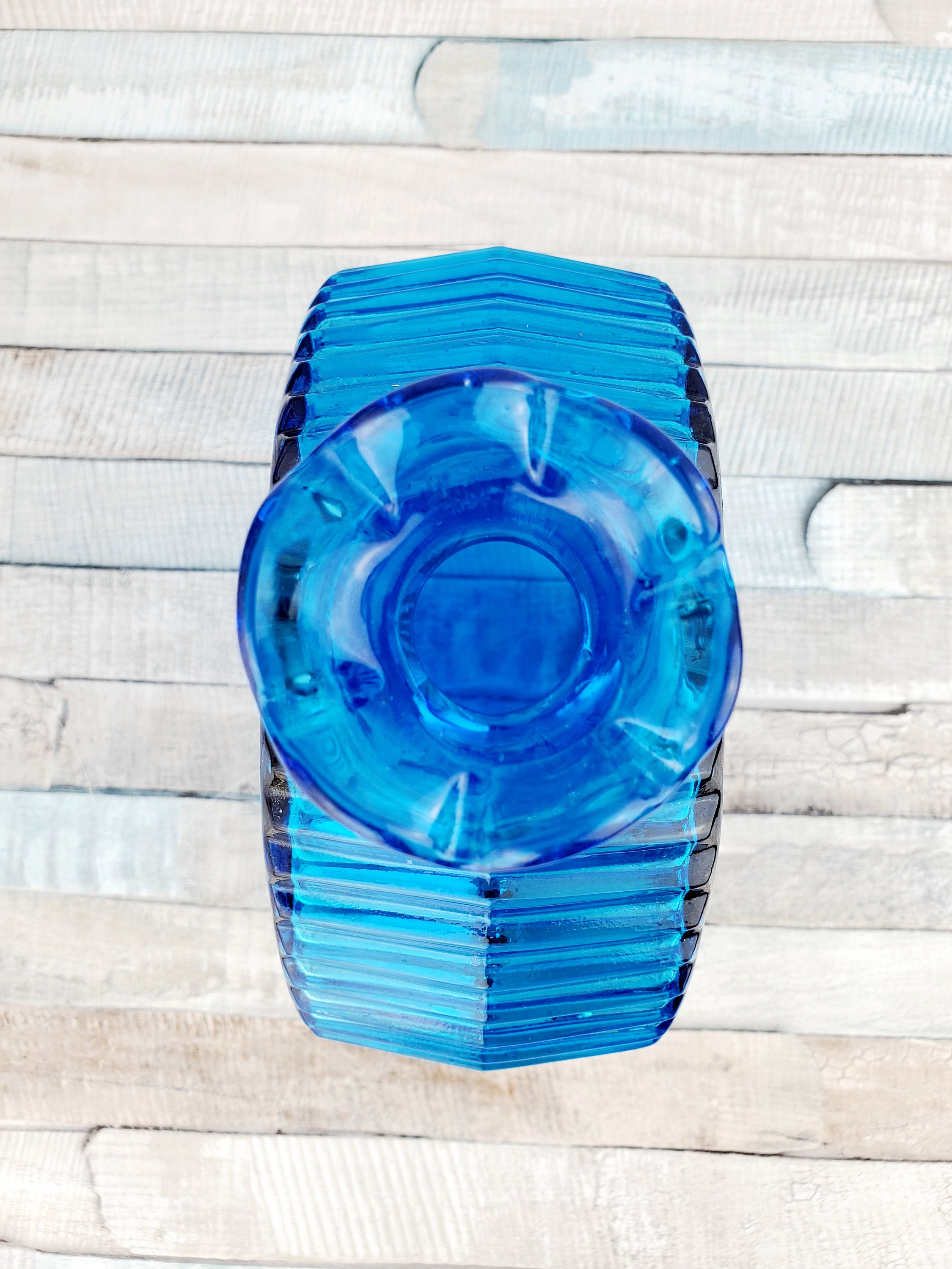 Clevenger Bros Glass Cobalt Blue Bottle, Marked Handmade Mouth Blown ...