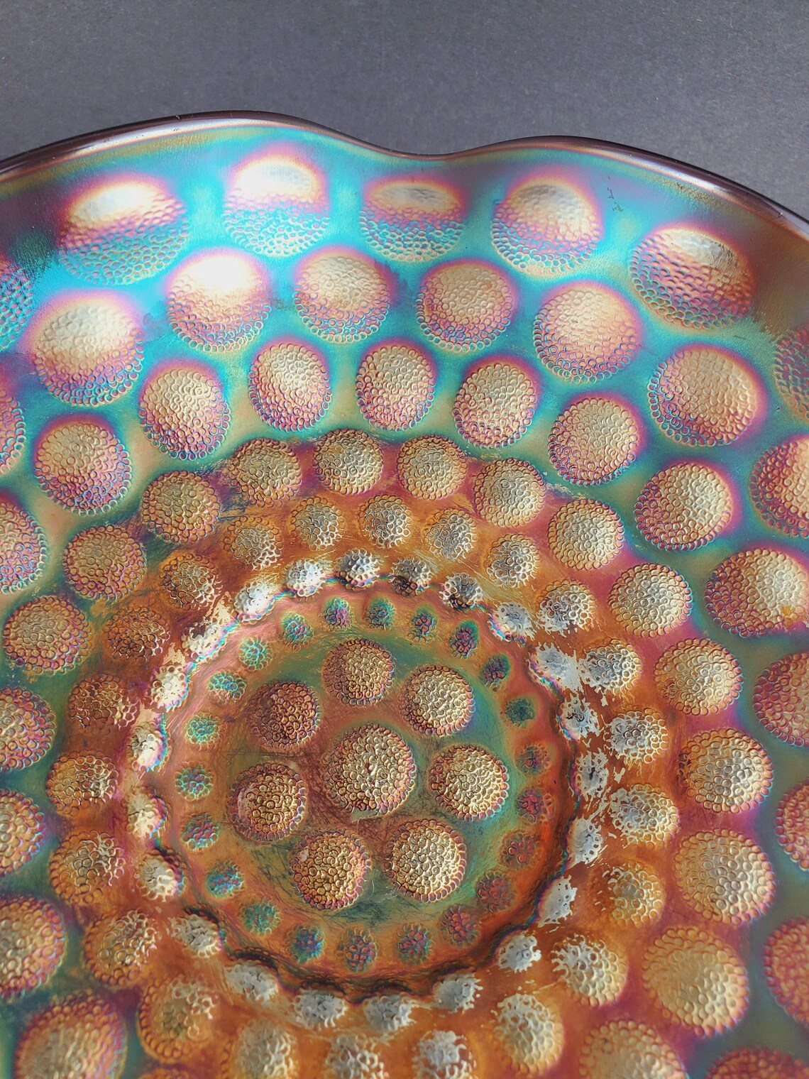 Fenton Amethyst Coin Dot Bowl With Stipled Dots - Etsy