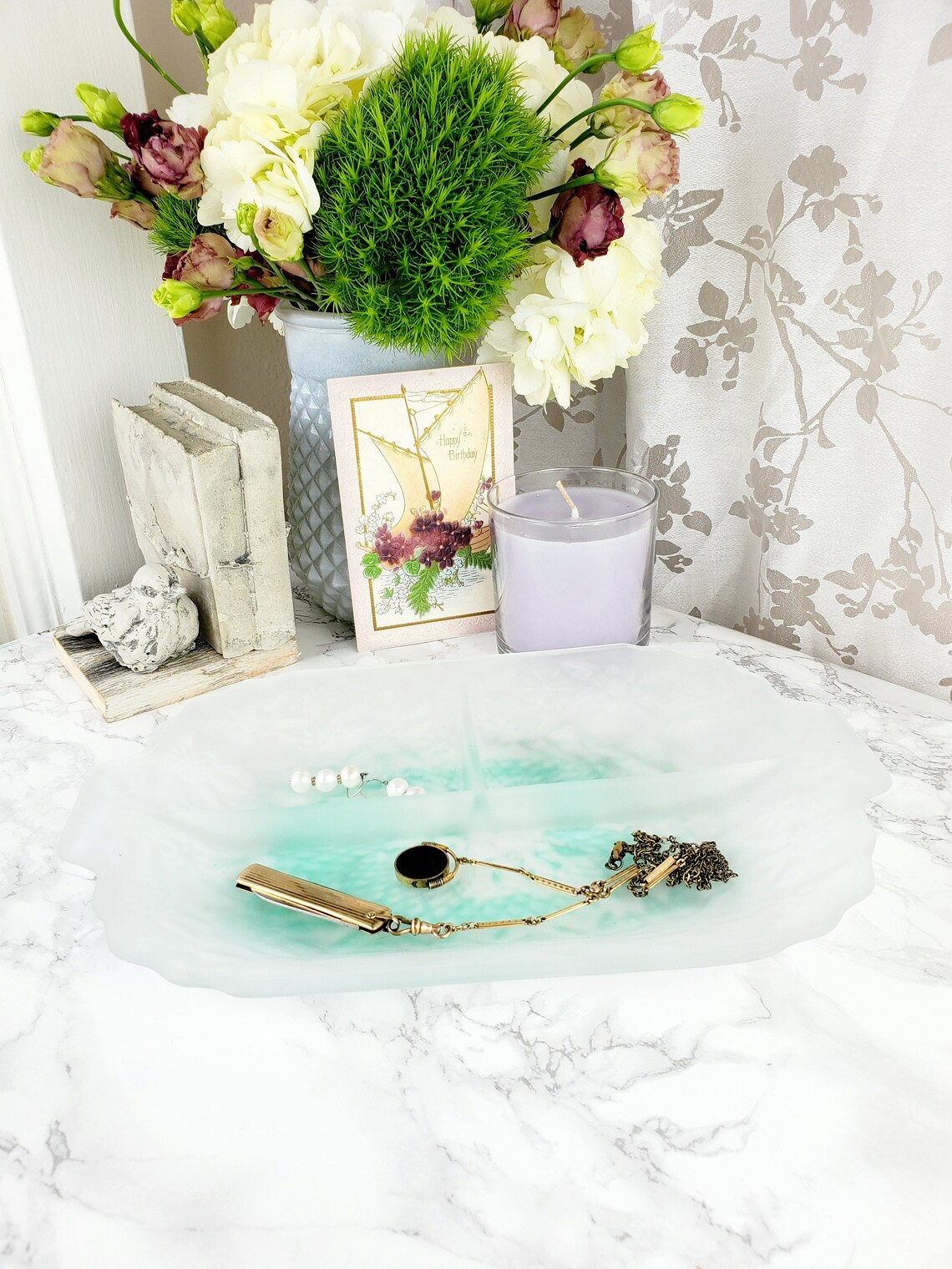 Indiana Glass Pineapple and Floral Pattern Frosted Glass Divided Relish ...