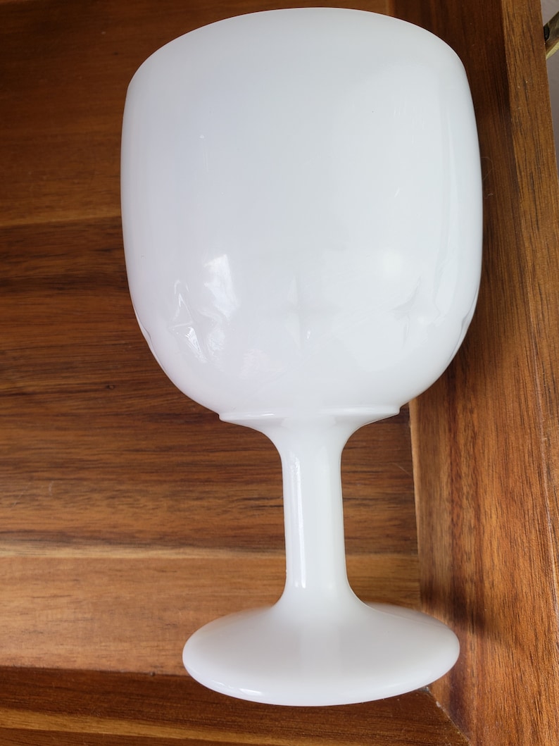 UNIQUE White Milk Glass Goblet With Starburst Pattern Marbled - Etsy