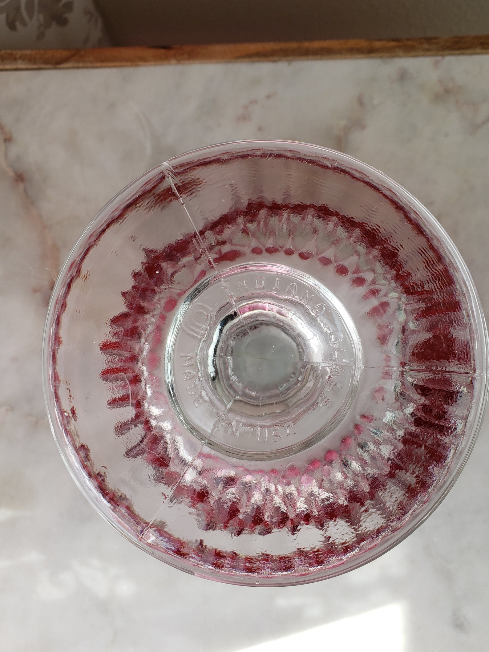 Indiana Glass Cranberry Flashed Diamond Point Cut Glass Compote, Ruby ...