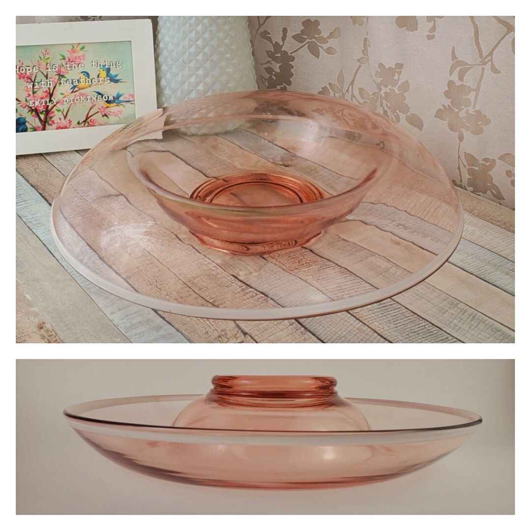 LARGE Pink Depression Glass Console Bowl With Folded Rim - Etsy