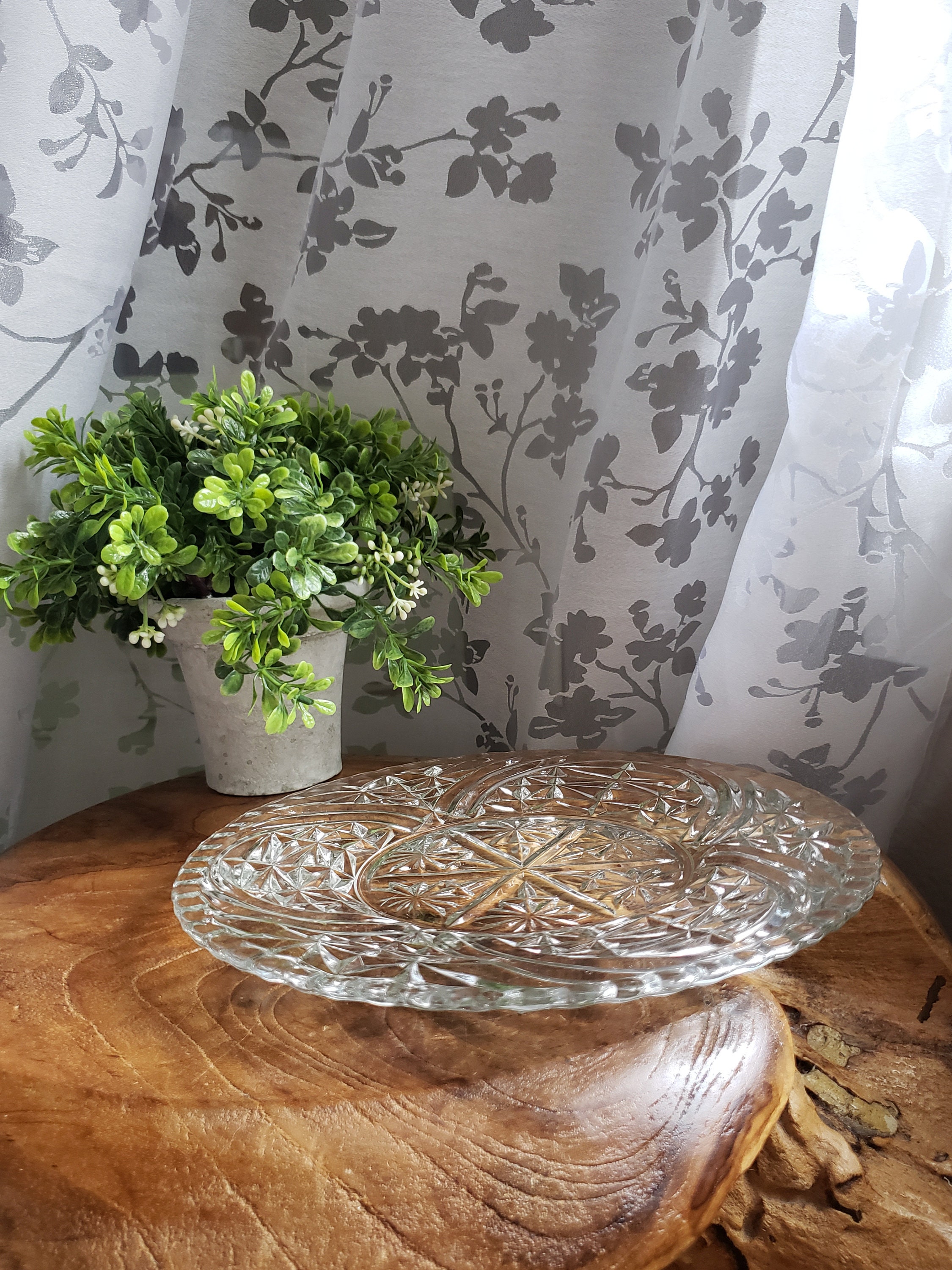 Pretty Cut Glass Plate Small Glass Plate Hostess Gift - Etsy